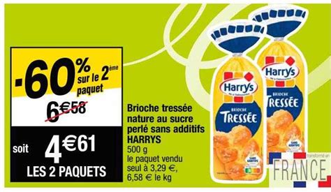 Promo Brioche Tressée Nature Au Sucre Perlé Sans Additifs Harrys chez