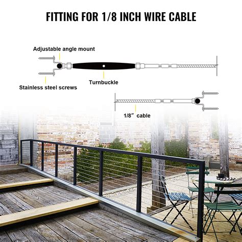 VEVOR VEVOR T316 Stainless Steel Cable Railing Kit Wire Railing Fit 1 8
