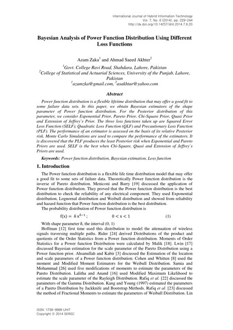 pdf bayesian analysis of power function distribution using different loss functions