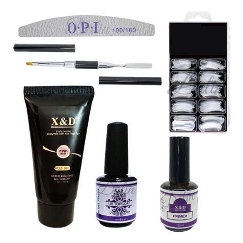 Kit Para Unhas Polygel Trasparente Molde F Pincel Duplo Lixa Prime E