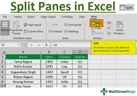How To Split Panes In Excel Horizontally Vertically Cross Split