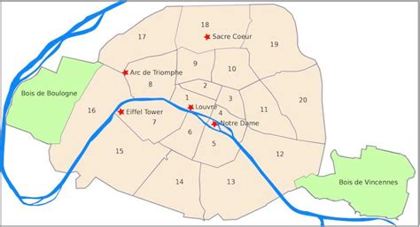 Map Of Paris Showing Arrondissements Map Of Arrondissements Paris