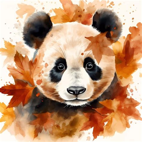 Um urso panda está em estilo aquarela Foto Premium