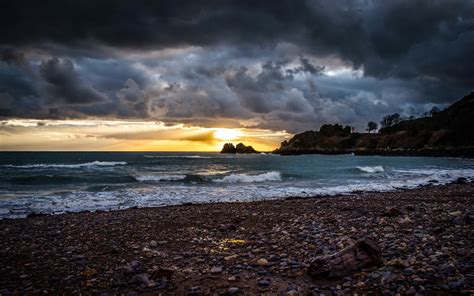 1013452 Sunlight Landscape Sunset Sea Bay Night Rock Nature