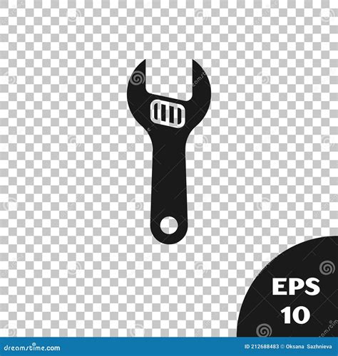 Icono De Llave Ajustable Negro Aislado Sobre Fondo Transparente Vector