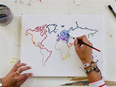 Weltkarte malen Schritt für Schritt zum Kunstwerk Bilder selber