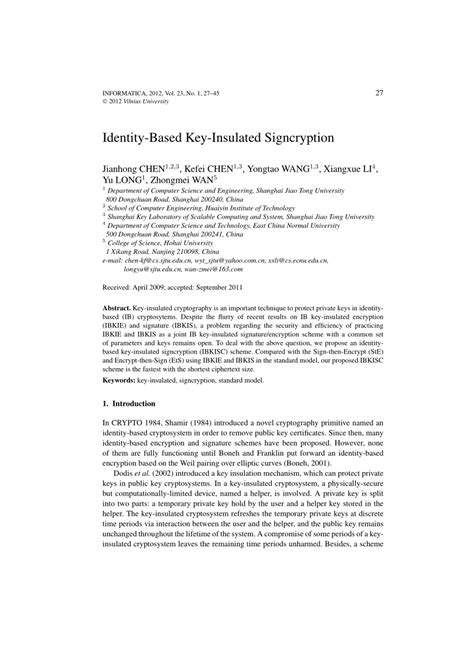pdf identity based key insulated signcryption