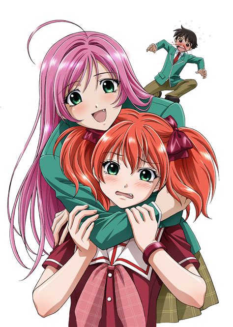 Akashiya Moka Shuzen Kokoa And Aono Tsukune Rosario Vampire Danbooru