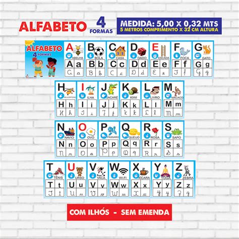 Faixa Banner Alfabeto Ilustrado 4 Formas Letra Libra Oba Adesivos