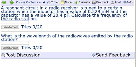 Solved A Resonant Circuit In A Radio Receiver Is Tuned To A Chegg