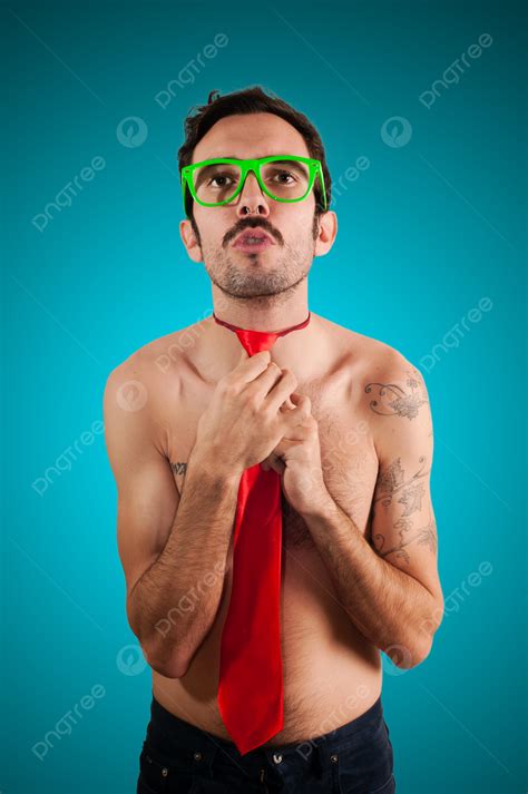 Fondo Desnudo Hombre Llevando Un Rojo Corbata Valentín Hombre Corbata