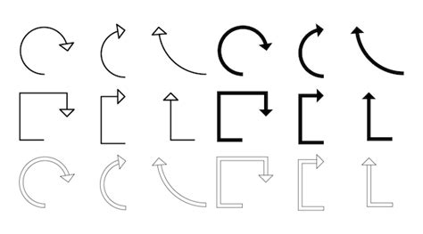 Conjunto de íconos de flecha curva Vector de flecha negra simple