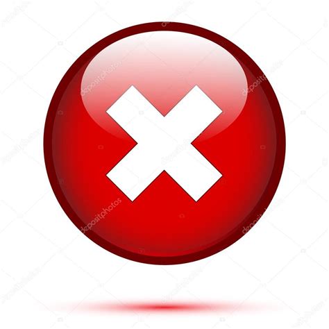 Flat Round X Mark Red Icon Cross Symbol Isolated On White Off