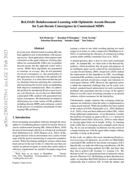 pdf reload reinforcement learning with optimistic ascent descent for last iterate convergence