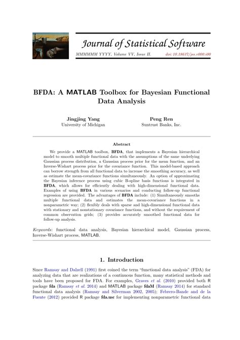 pdf bfda a matlab toolbox for bayesian functional data analysis