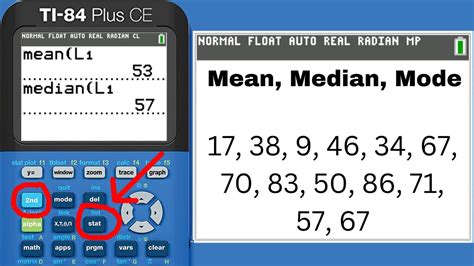 ti 84 plus ce mean median mode youtube