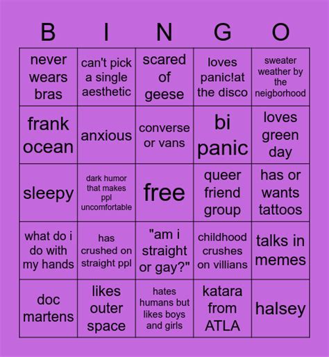 Bisexual Bingo Card