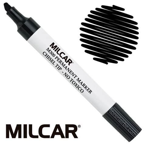 Marcador Permanente Punta Biselada MILCAR M3000 Negro Librería IRBE