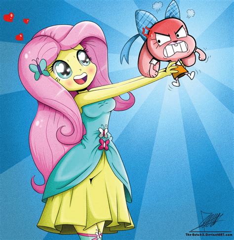 Safe Artist The Butch X Fluttershy Human Rabbit Anthro