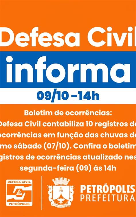 Defesa Civil contabiliza 10 registros de ocorrências em função das