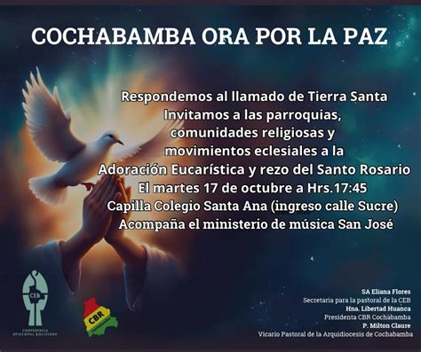 El 17 de octubre la Arquidiócesis de Cochabamba invita a una jornada de