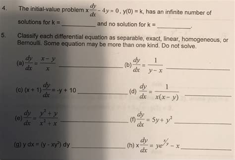 solved the initial value problem x dy dx 4y 0 y 0 k