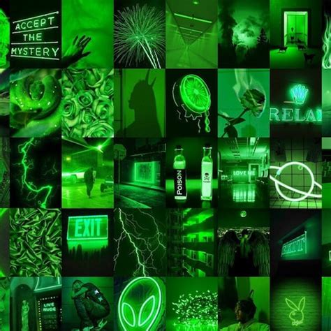 Neon Green Aesthetic Photo Wall Collage Kit Etsy