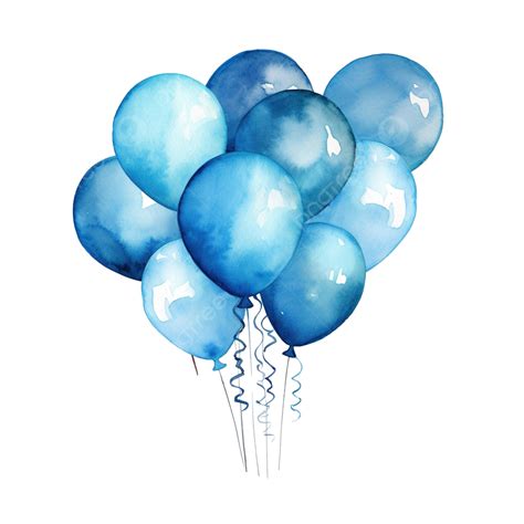 Blue Watercolor Birthday Ballon Celebration Watercolor Mystical PNG