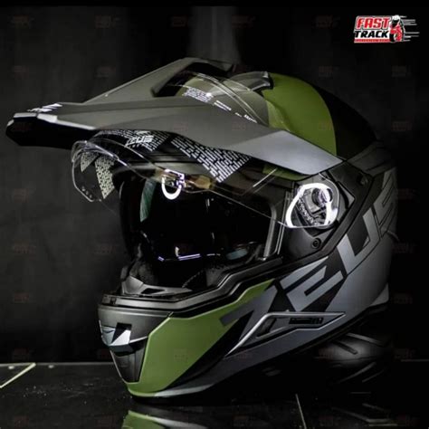Jual Zeus Zs Matt Titanium Bf Green Helm Adventure Supermoto