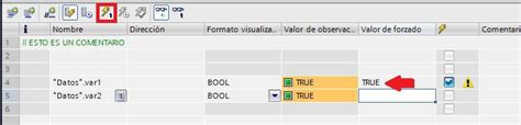 TABLA de OBSERVACIÓN y FORZADO en TIA Portal