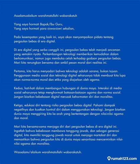 7 Contoh Pidato Tentang Pergaulan Bebas Singkat Untuk Remaja