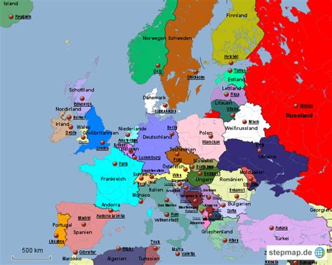 StepMap Europa Hauptstädte Landkarte für Deutschland