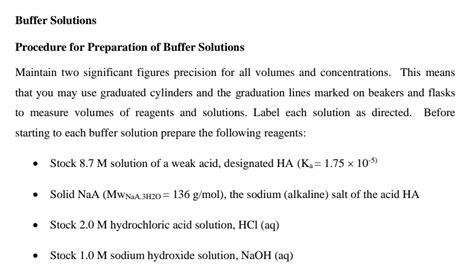 Solved Procedure For Preparation Of Buffer Solutions Chegg