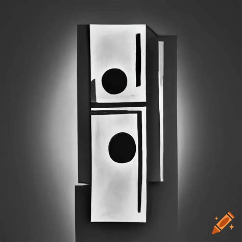 Abstract Black And White Surrealist Cubist Artwork With Fine Black