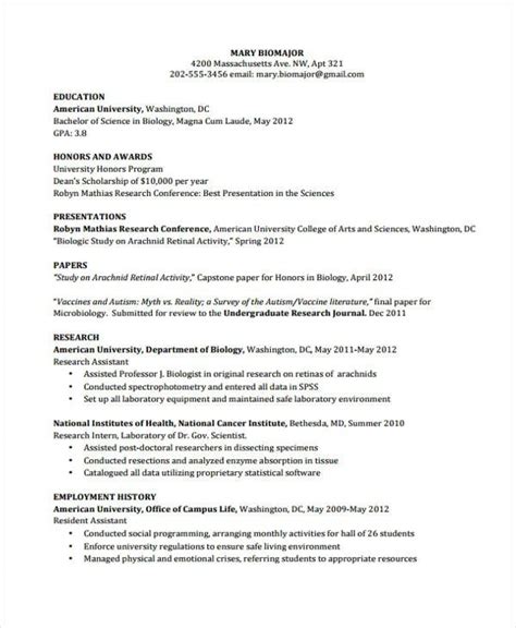 17 Student Curriculum Vitae Templates Pdf Doc Riset