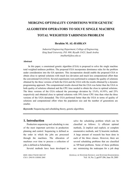[pdf] merging optimality conditions with genetic algorithm operators to solve single machine