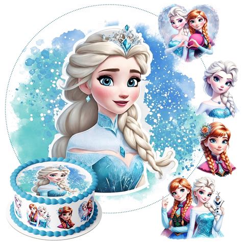 Opłatek na tort FROZEN ELSA ANNA KRAINA LODU urodziny ZESTAW tekst