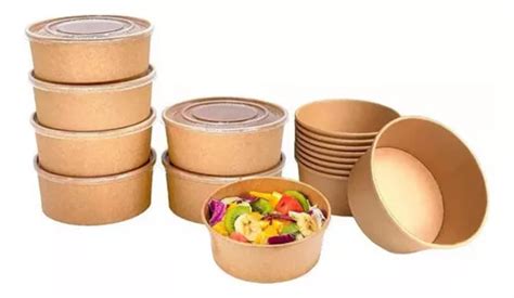 Pack Envase Bowl Polipapel Kraf Desechable Cc Tapa Cuotas Sin