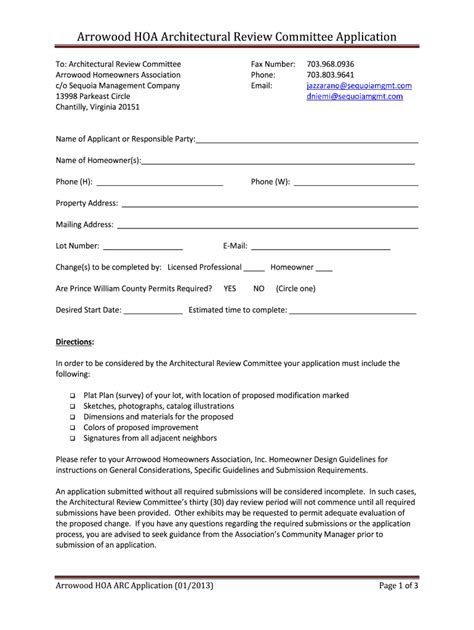 Hoa Architectural Review Checklist 2013 2025 Form Fill Out And Sign
