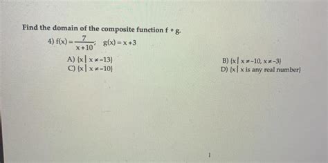 solved find the domain of the composite function fºg 4