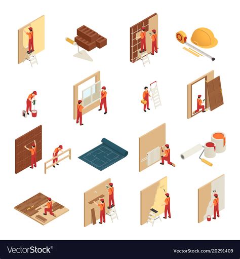 Home Renovation Isometric Icons Royalty Free Vector Image