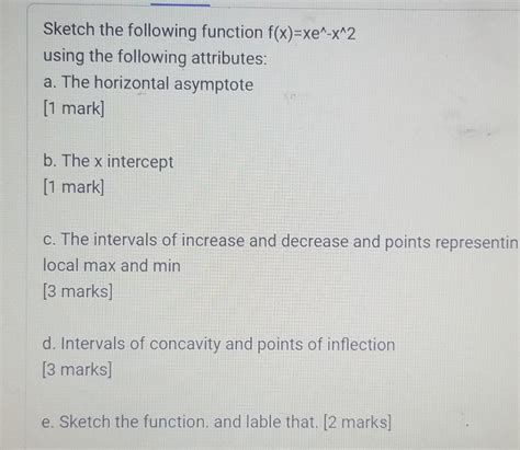 solved sketch the following function f x xe∧−x∧2 using the
