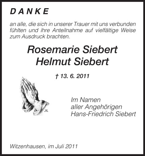 Traueranzeigen Von Rosemarie Siebert Trauer HNA De