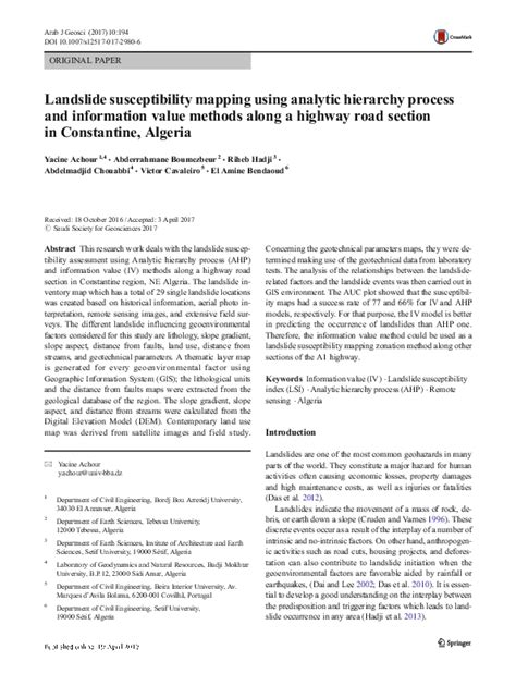 pdf landslide susceptibility mapping using analytical hierarchy process ahp in tehri
