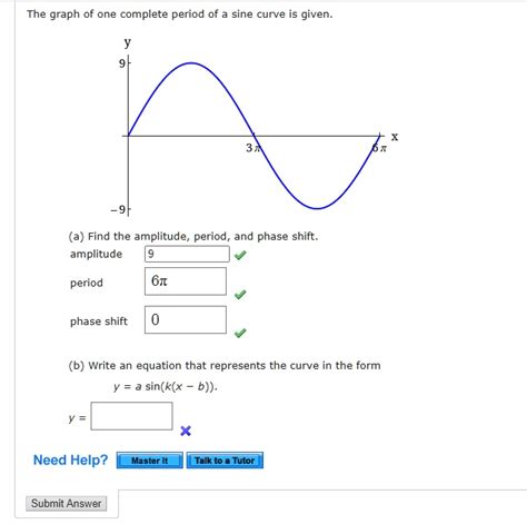 solved the graph of one complete period of a sine cur