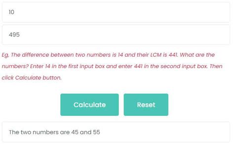 find two numbers by difference and lcm calculator mathbz