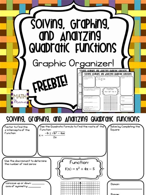 solving graphing and analyzing quadratic functions graphic organizer pdf quadratic