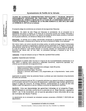 Fillable Online Sotillo Ayuntamiento De Sotillo De La Adrada PLIEGO DE