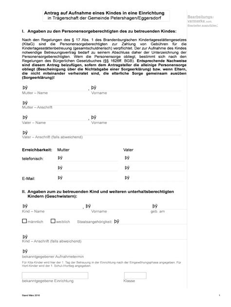 Ausfüllbar Online doppeldorf Antrag auf Aufnahme in eine kommunale KiTa