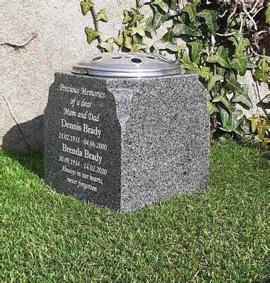 Personalised Granite Memorial Vase Grave Pot Flower Holder Cemetery